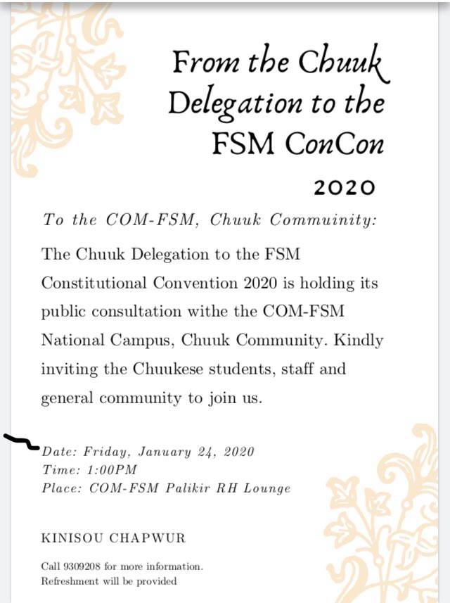 COM-FSM: From the Chuuk Delegation to the FSM ConCon 2020