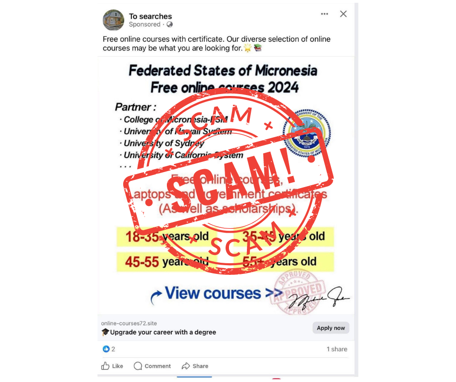 COM-FSM: Important Notice: Scam Alert