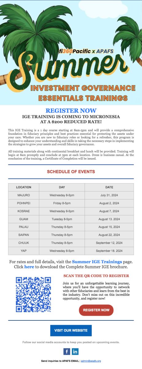 COM-FSM: Summer Investment Governance Essentials Trainings